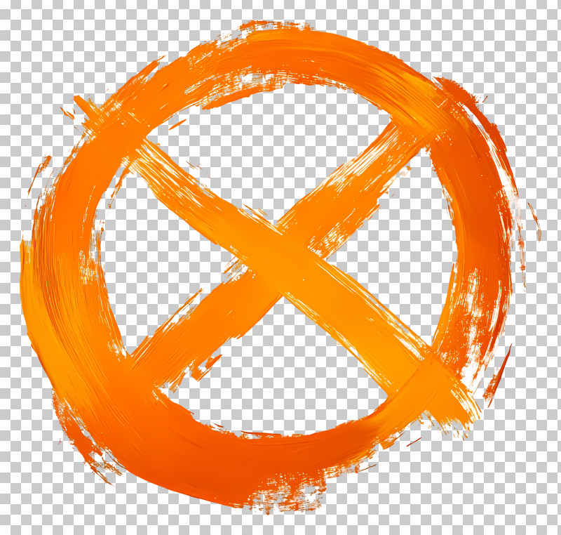X Symbol - Artistic Orange Cross With Brush Strokes PNG, Clipart ...