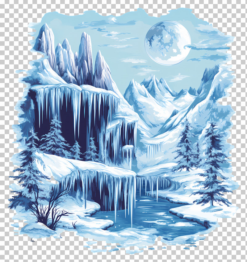 Icy Winter - Icy Landscape With Mountains And Frozen Lake PNG, Clipart ...