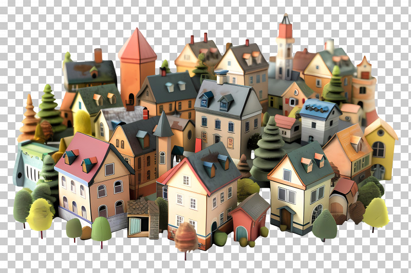Old Town - Miniature Village With Colorful Houses PNG, Clipart ...
