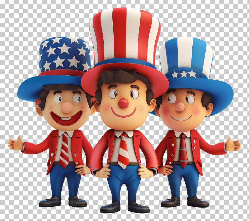 4th Of July - Patriotic Cartoon Characters In Red, White, And Blue PNG ...