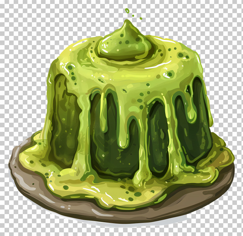 Matcha Lava Cake - Delicious Green Cake With Dripping Icing PNG ...