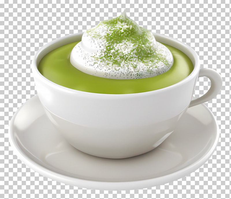 Matcha Green Tea - Matcha Latte With Whipped Cream Illustration PNG ...