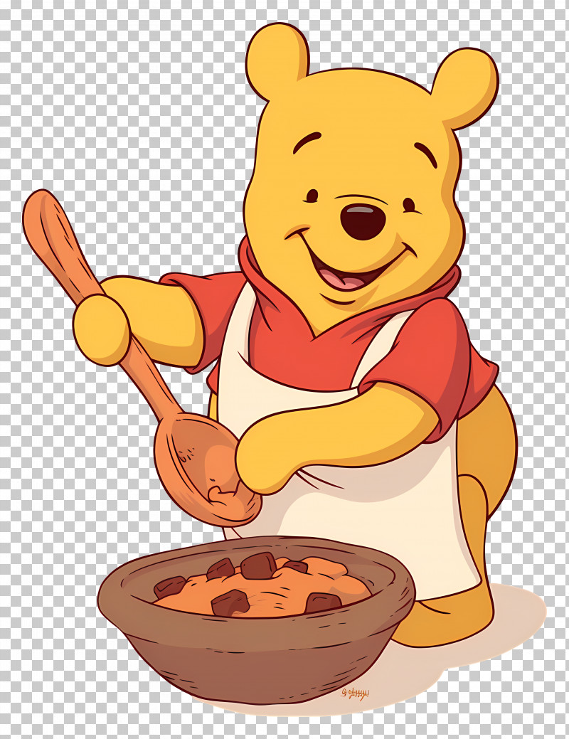 Winnie The Pooh - Cartoon Bear Enjoying Cooking Activity PNG, Clipart ...
