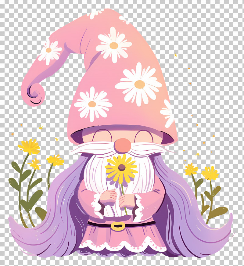 Spring Gnome - Flower Gnome With Pink Hat PNG, Clipart, Adorable Gnome ...