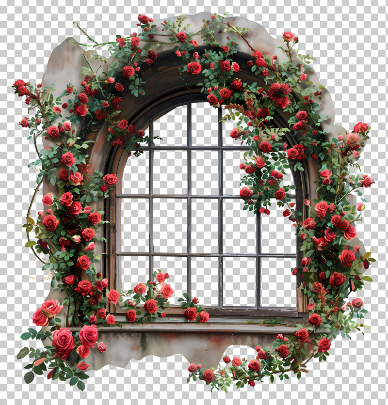 Spring Flower Window - Rose-Covered Window Arch PNG, Clipart, Arch ...