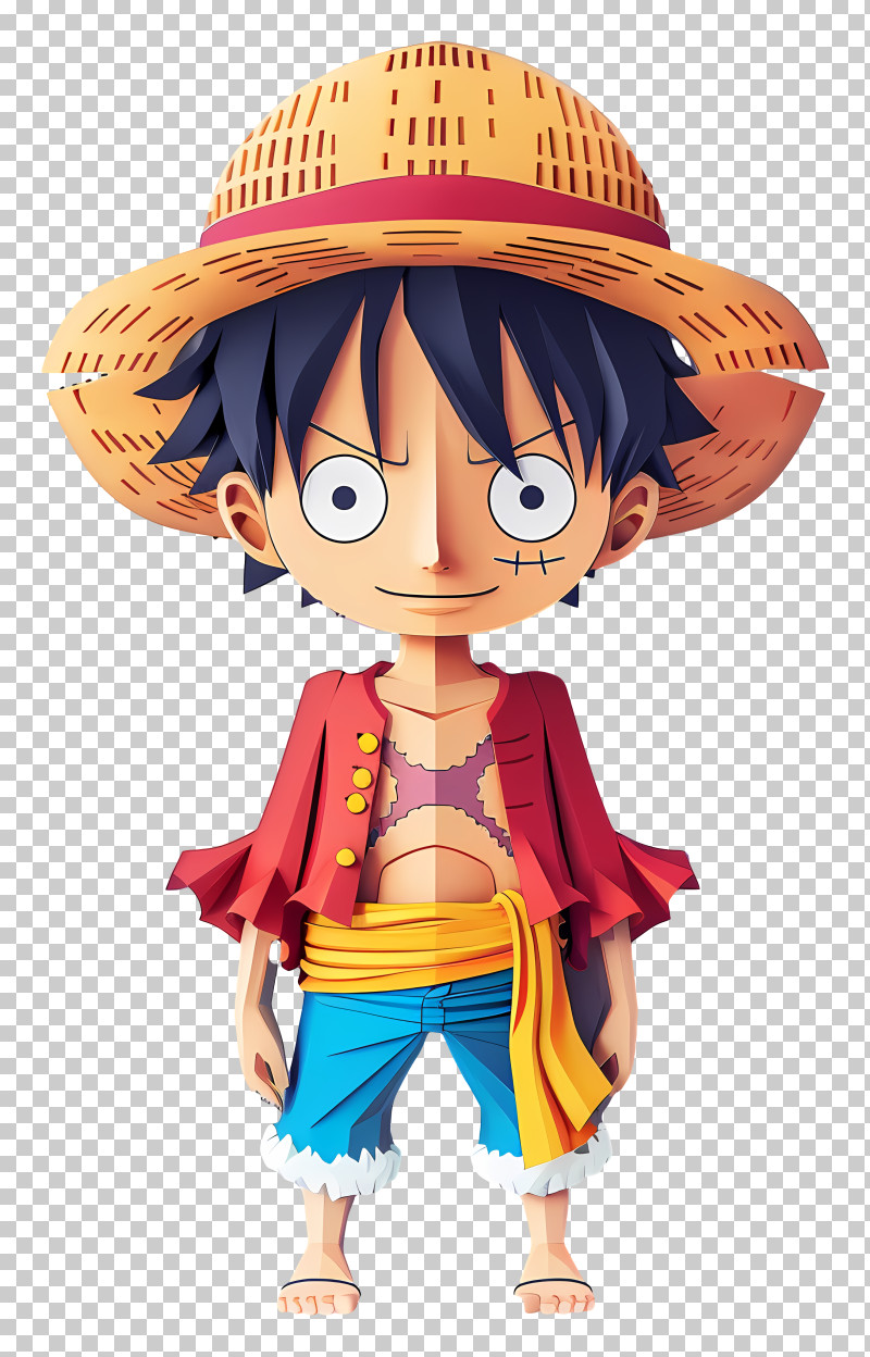 One Piece Luffy - Cartoon Anime Character Wearing Straw Hat PNG ...