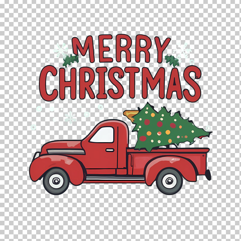Merry Christmas - Merry Christmas With Truck And Tree PNG, Clipart ...