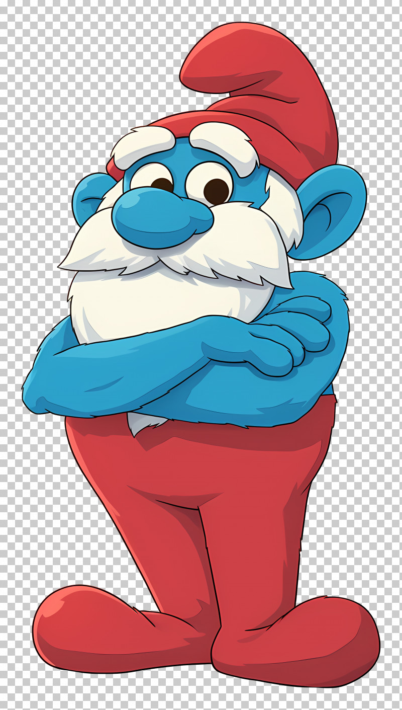 Papa Smurf - Blue Gnome With Red Hat Illustration PNG, Clipart, Bearded ...