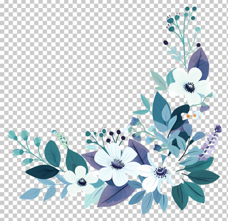 Flowers Corner - Floral Corner Design In Artistic Style PNG, Clipart ...