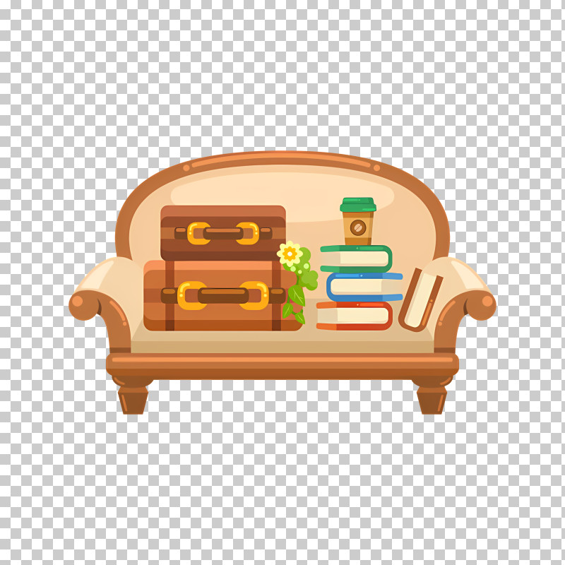 Cartoon - Cozy Couch With Books And Suitcases PNG, Clipart, Books ...