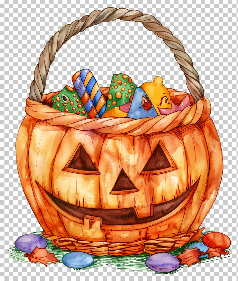 Halloween Basket - Candy-Filled Jack-o-Lantern Basket PNG, Clipart ...
