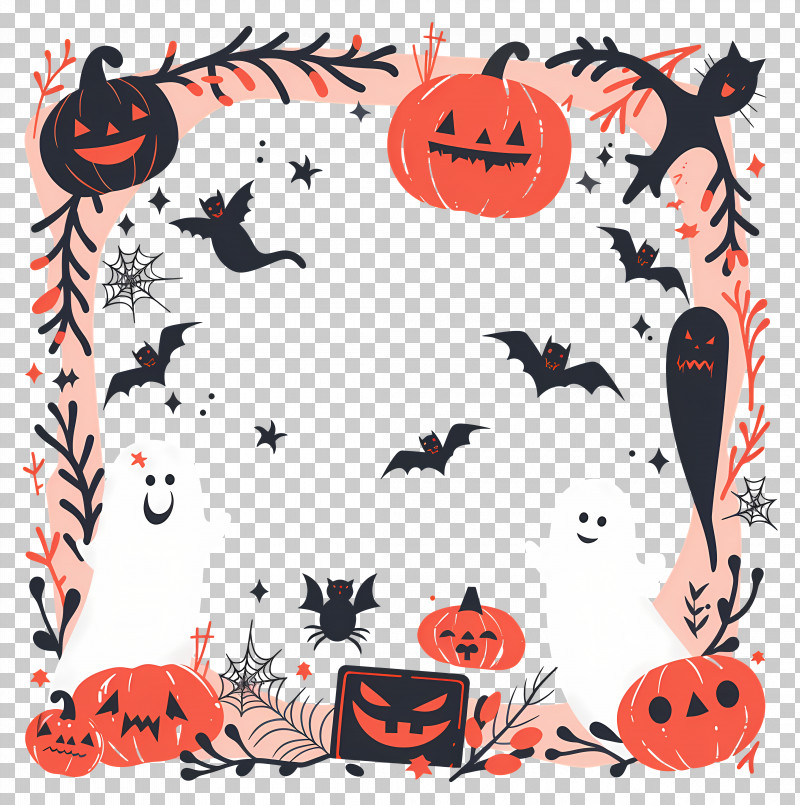 Halloween Frame - Spooky Halloween Frame With Pumpkins And Ghosts PNG ...