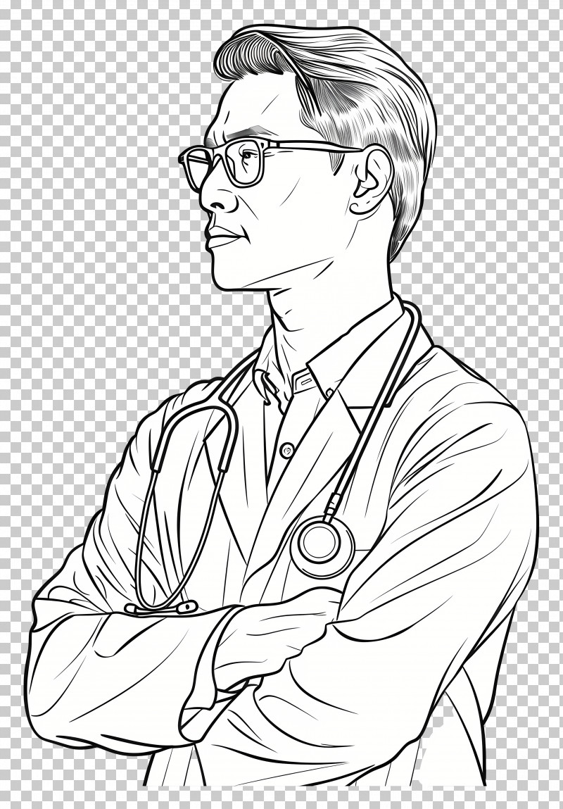 Doctor - Doctor Line Art Sketch With Stethoscope PNG, Clipart, Clinical ...