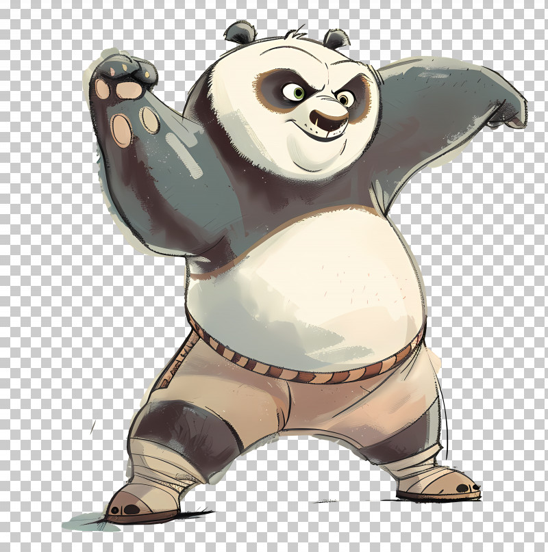 Kung Fu Panda - Cartoon Panda Warrior In Action Pose PNG, Clipart ...