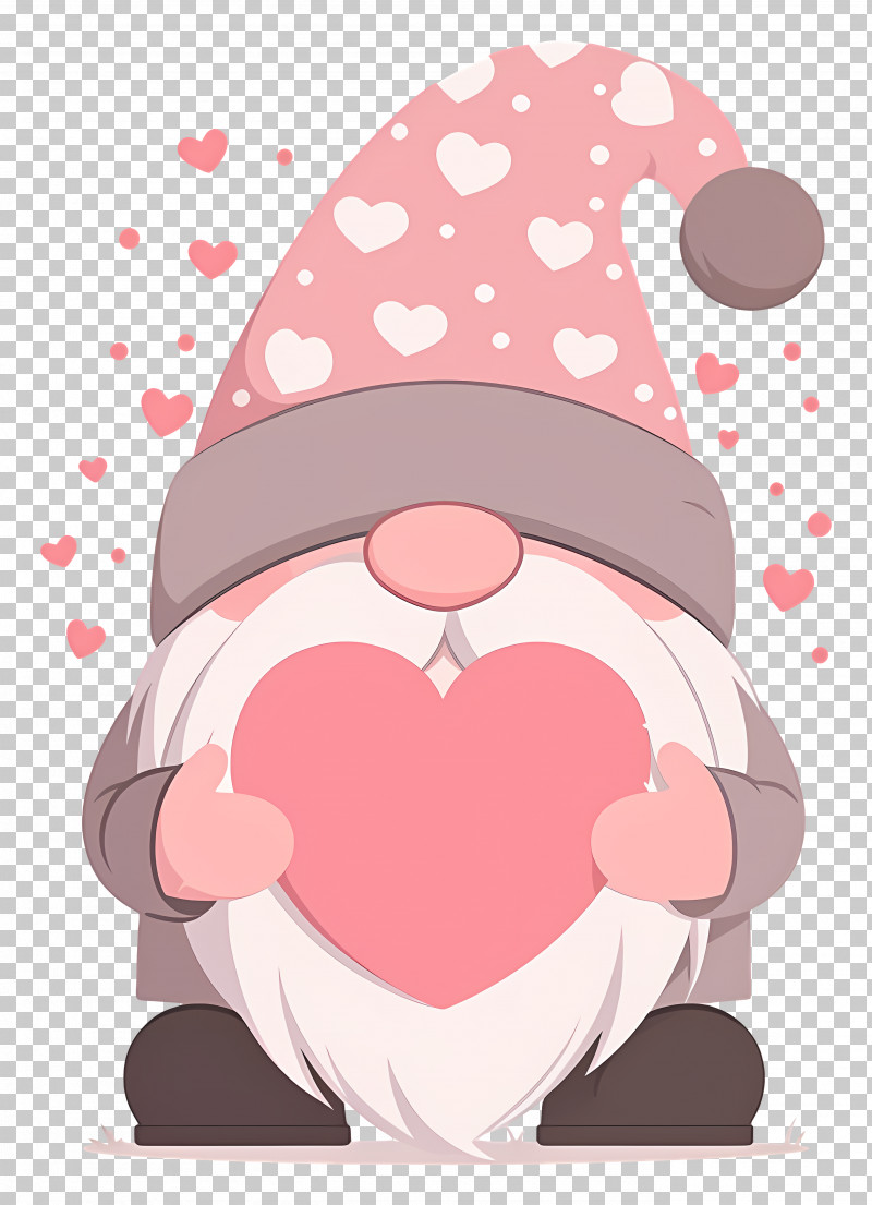 Valentine Gnome - Pink Heart Gnome With Love Theme PNG, Clipart, Beard ...