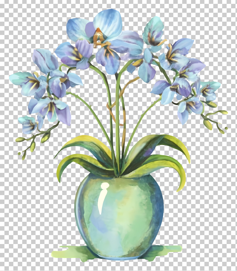 Cartoon - Blue Orchid Plant In Decorative Vase PNG, Clipart, Artistic ...