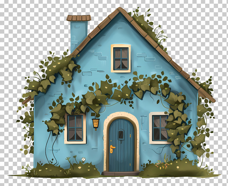 Blue House - Charming Blue House With Ivy PNG, Clipart, Blue House ...