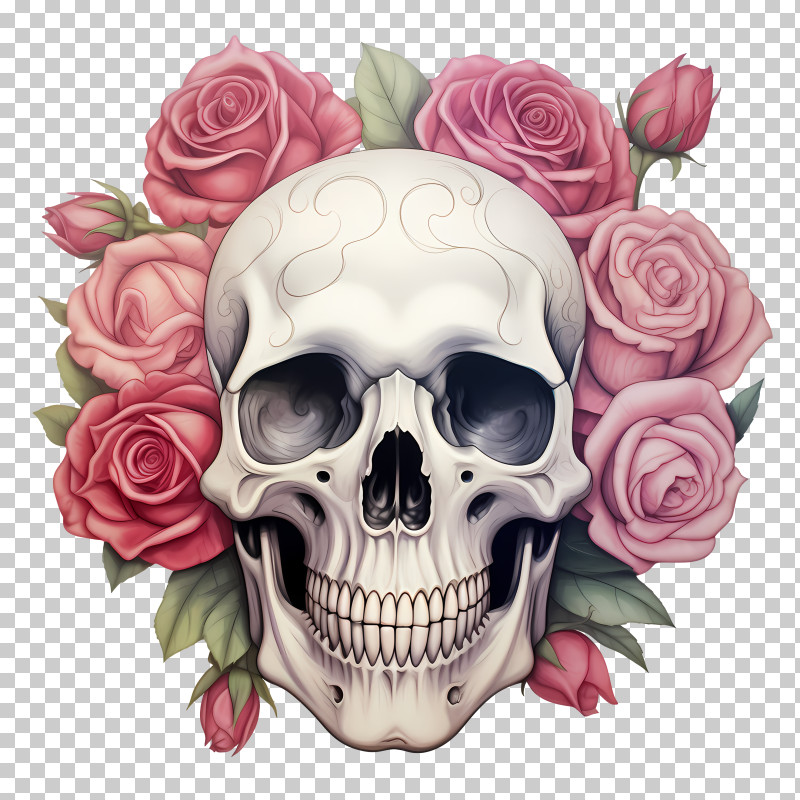 Skull Rose - Skull With Roses Illustration PNG, Clipart, Dark Theme ...