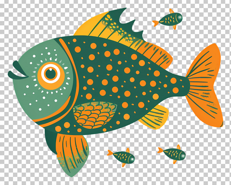 Fish Cartoon - Dotted Big Fish Swimming With Smaller Fish PNG, Clipart ...