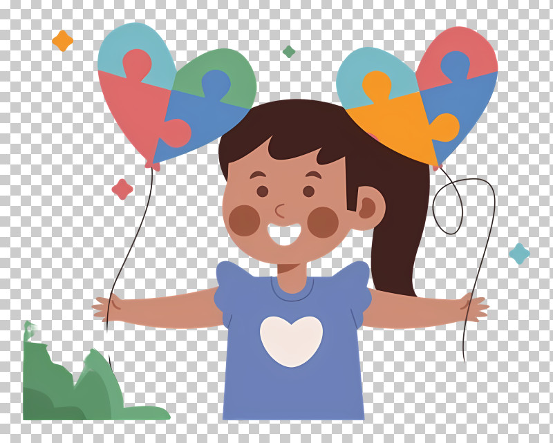 Autism Awareness - Girl Holding Puzzle Balloons PNG, Clipart, Autism ...