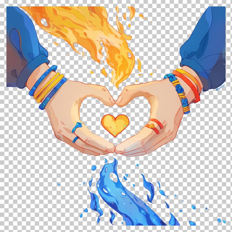 Two Hands - Hands Forming Heart With Fire And Water PNG, Clipart ...