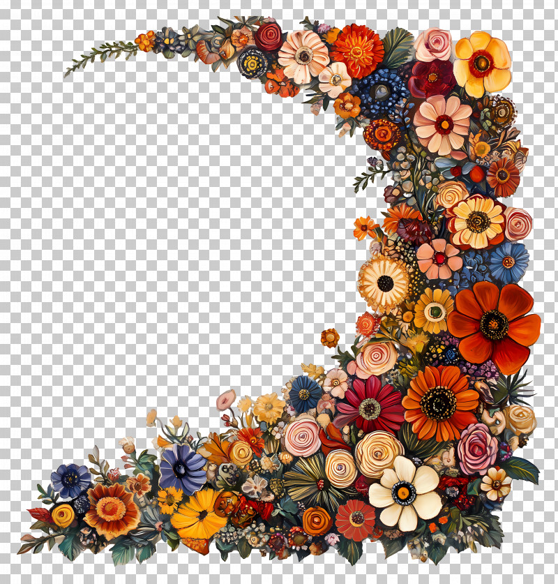 Flower Corner - Vibrant Floral Bouquet Corner PNG, Clipart, Artistic ...