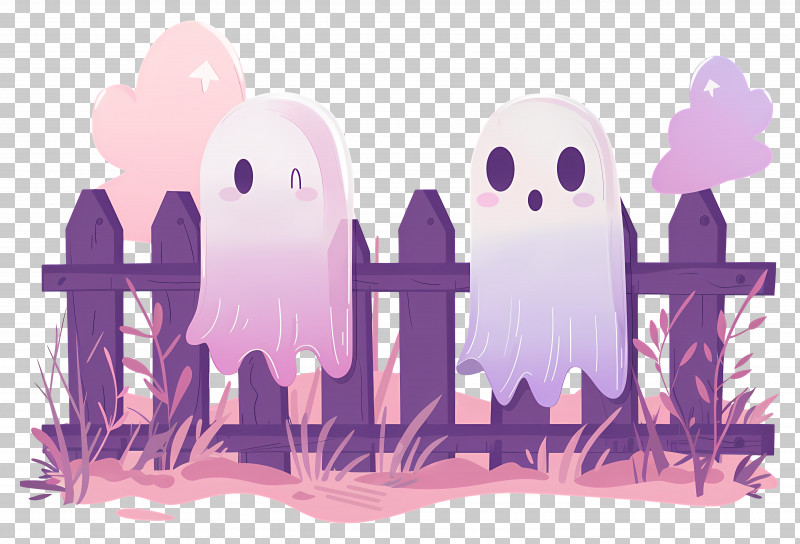 Halloween Fence - Cute Ghost Duo PNG, Clipart, Cute Ghost Duo, Friendly ...