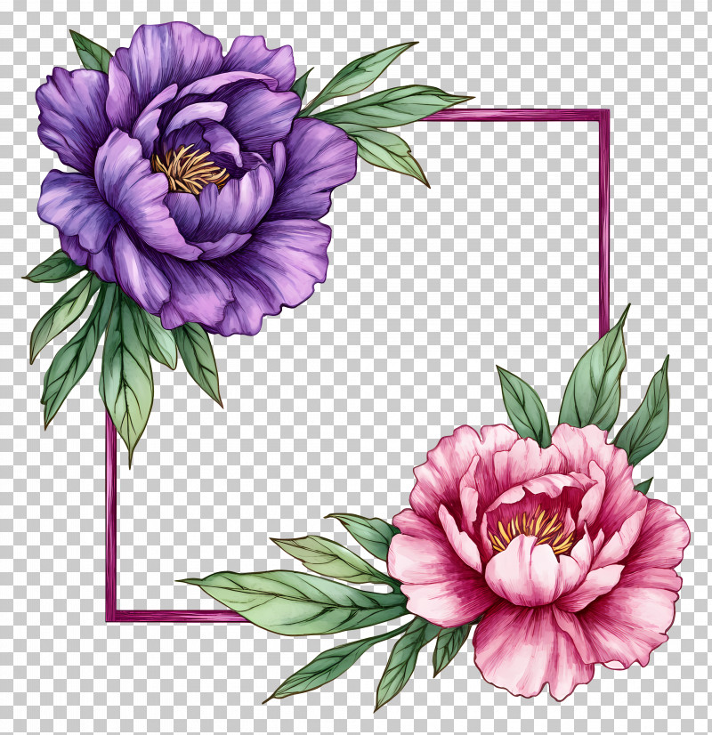 Spring Border - Floral Frame With Purple And Pink Flowers PNG, Clipart ...