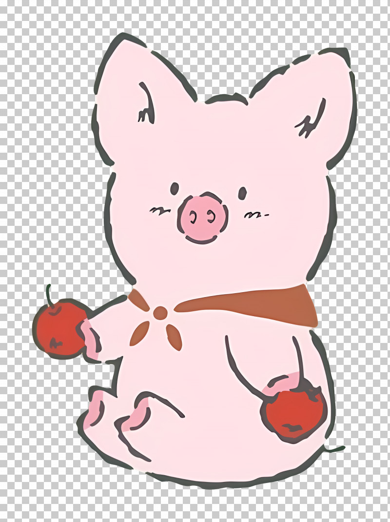 Zashikibuta - Pink Pig With Apples Illustration PNG, Clipart, Adorable ...