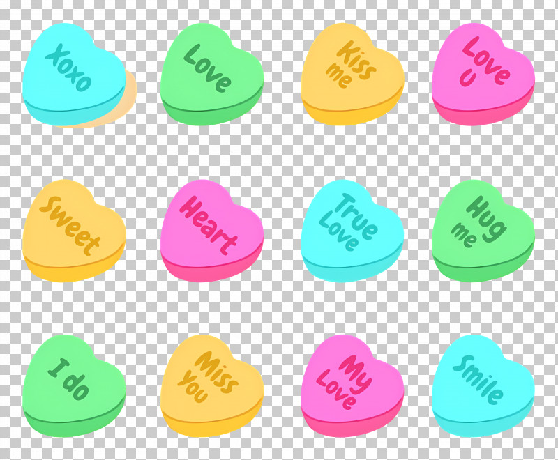 Conversation Hearts - Colorful Candy Hearts With Messages PNG, Clipart ...