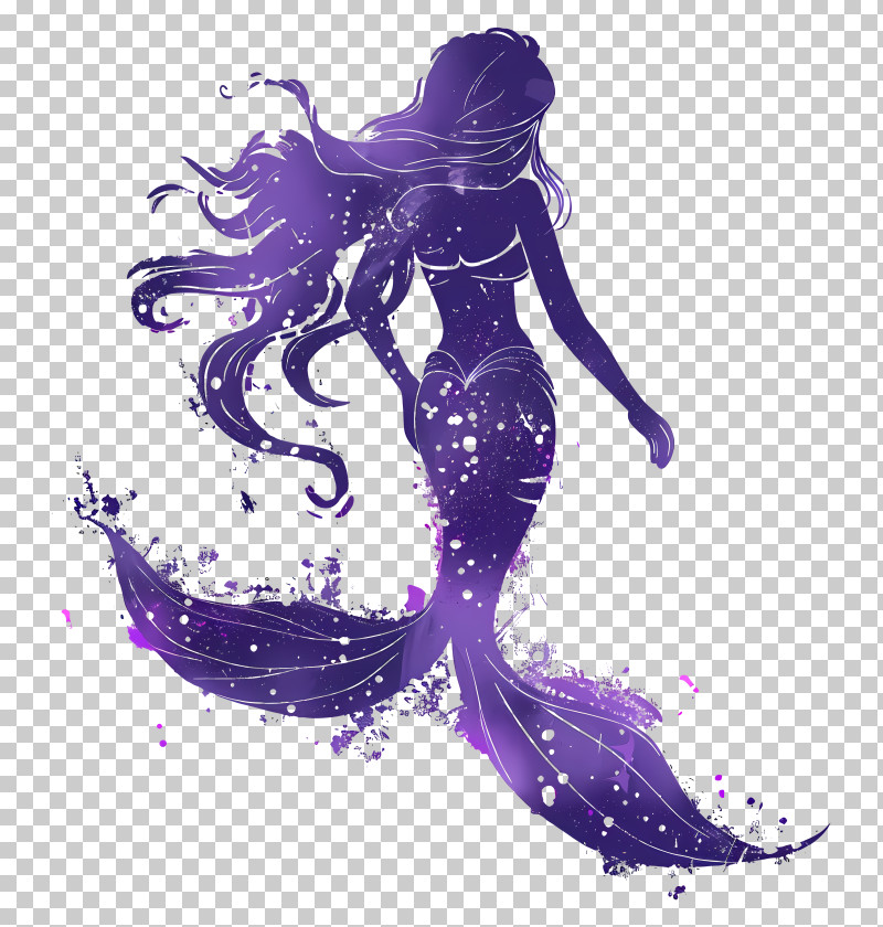 Mermaid Silhouette - Purple Silhouette Of A Mermaid PNG, Clipart ...