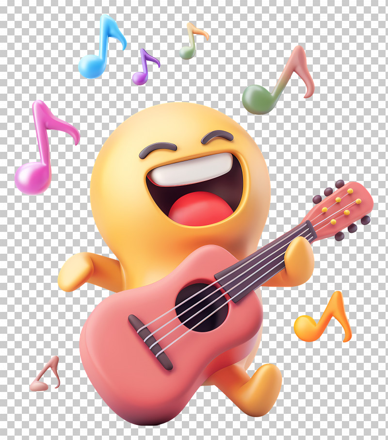 World Music Day - Happy Emoji Playing Guitar With Musical Notes PNG ...