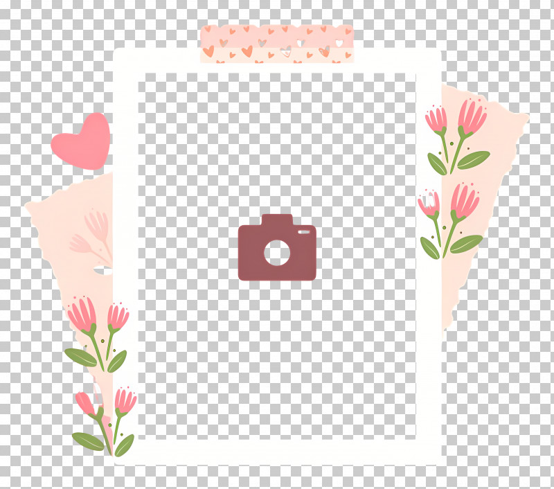 Polaroid Frame - Decorative Photo Frame With Flowers And Heart PNG ...
