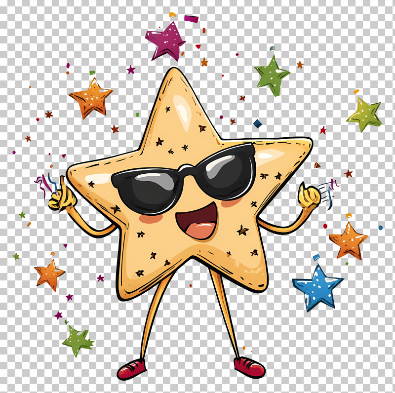 Party Star - Cool Star Cartoon With Sunglasses PNG, Clipart ...
