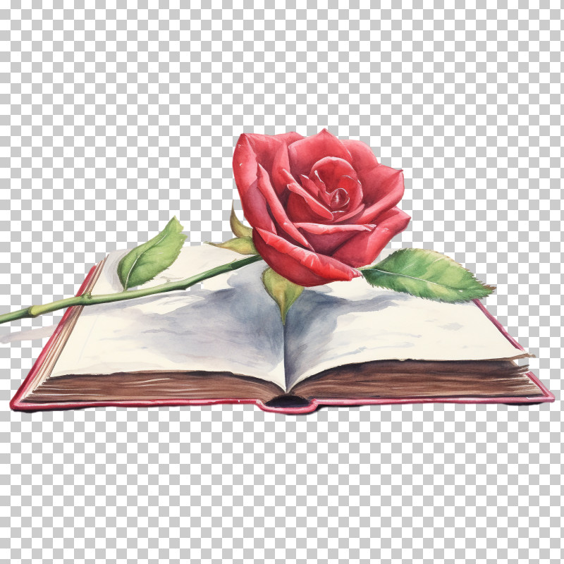 Red Rose - Open Book With Rose Illustration PNG, Clipart, Artistic Book ...