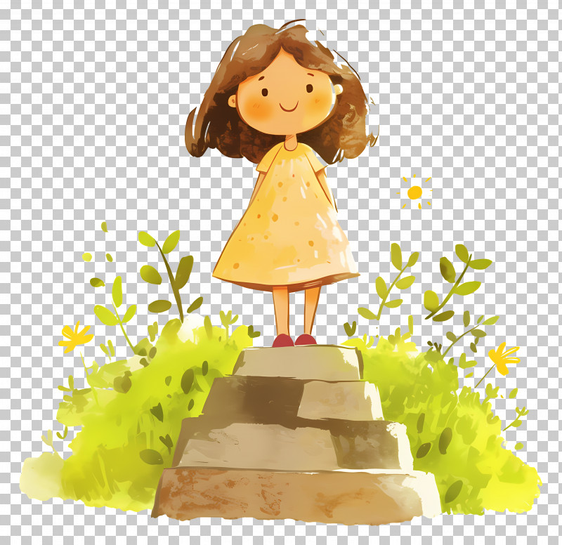 Sunshine Day - Happy Girl Standing On Steps PNG, Clipart, Cartoon ...