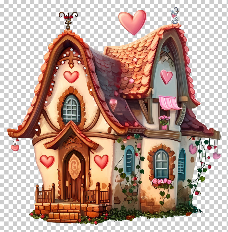 In The Style Of Romantic Illustration - Whimsical Heart-Themed House ...