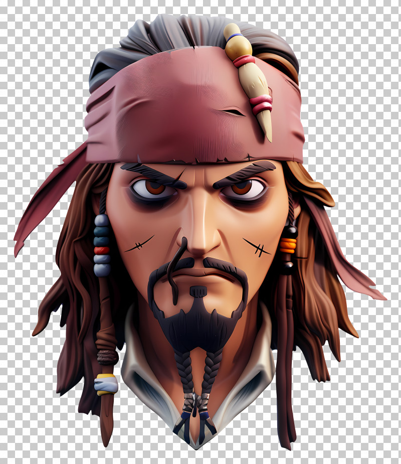 Captain Jack Sparrow - Animated Pirate Man With Headband PNG, Clipart ...