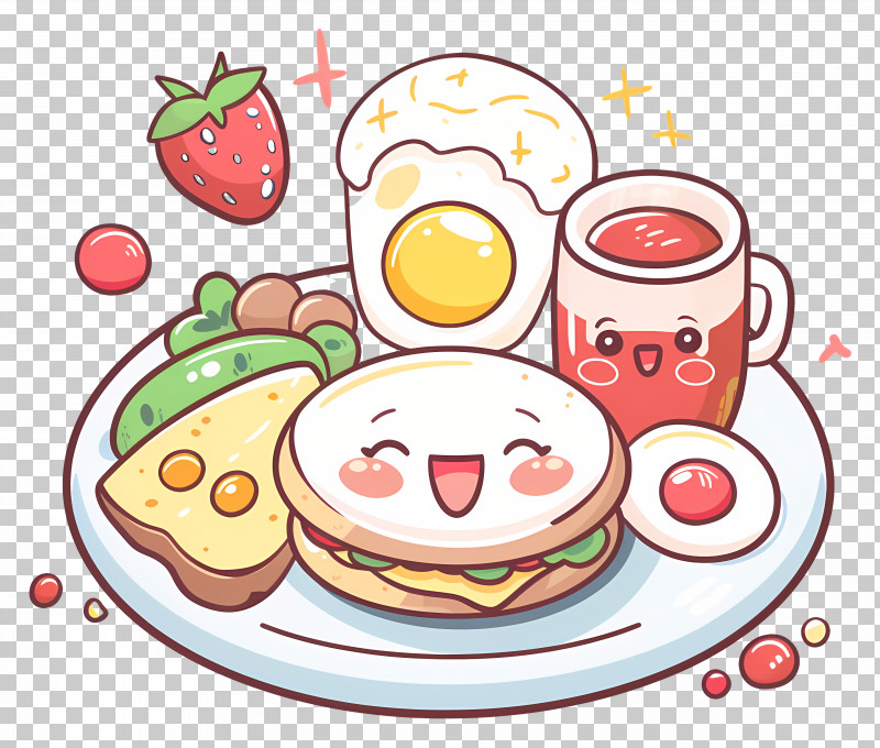 Cartoon Food - Happy Breakfast Cartoon Illustration PNG, Clipart ...