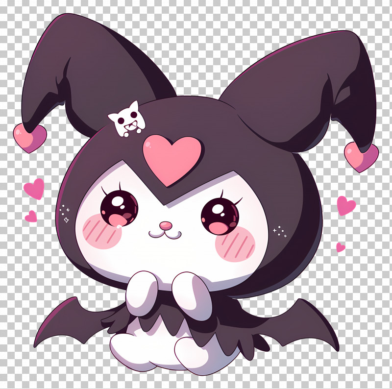 Kuromi - Cute Character In Heart-Themed Dark Costume PNG, Clipart ...