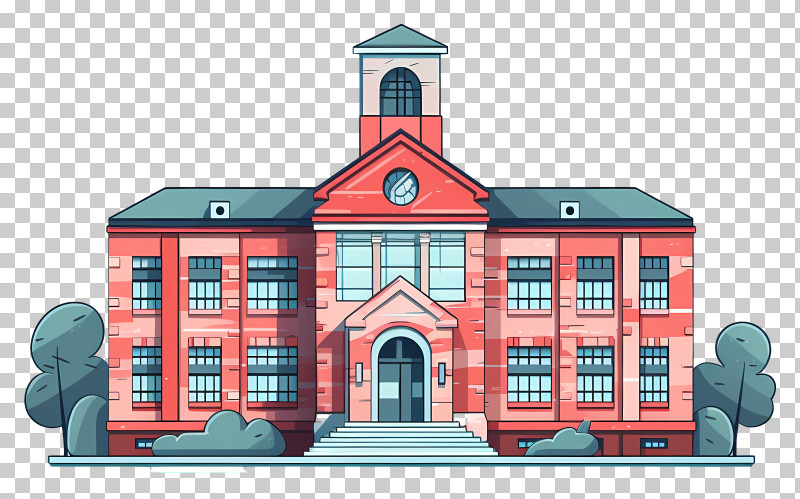 Red Brick Building - Classic Brick School Building Illustration PNG ...