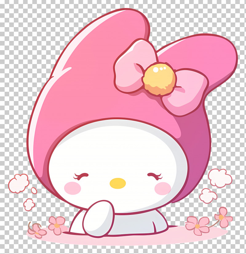 My Melody - Cute Cartoon Character With Pink Bonnet And Floral Decor ...