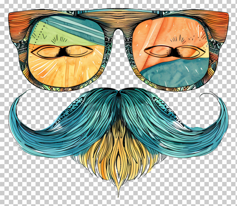 Moustache - Colorful Glasses And Mustache Illustration PNG, Clipart ...