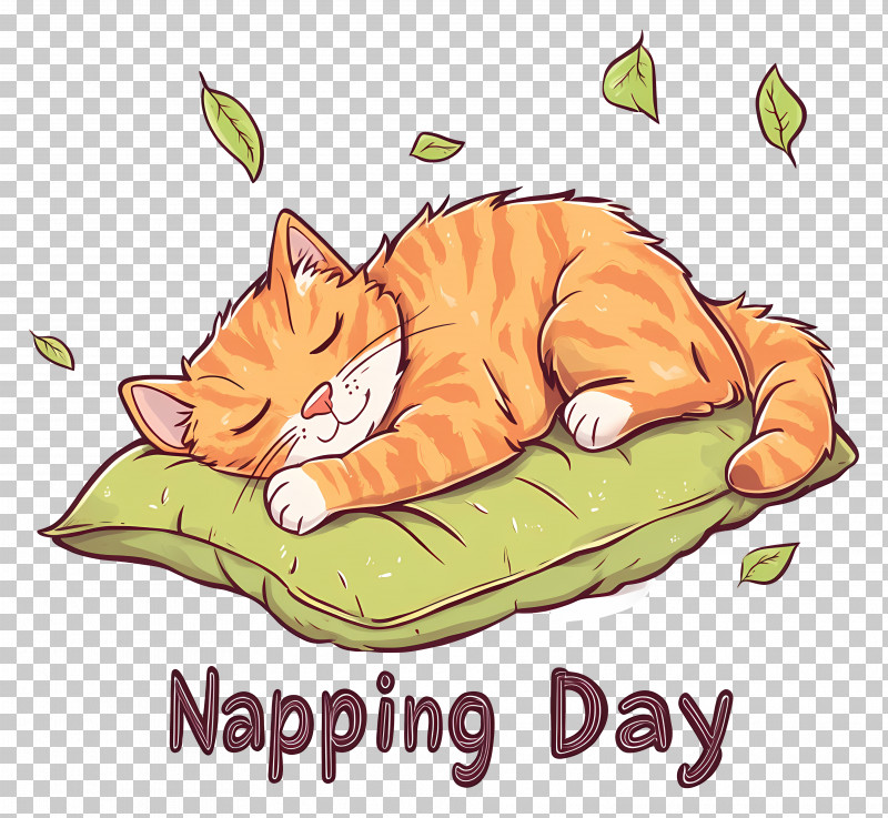 National Napping Day - Napping Day With Sleeping Cat PNG, Clipart ...