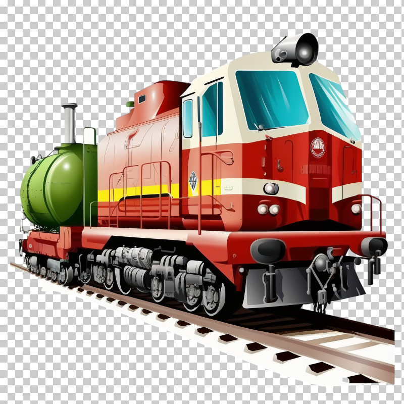 Railway Train - Red Train Locomotive On Railroad Tracks PNG, Clipart ...