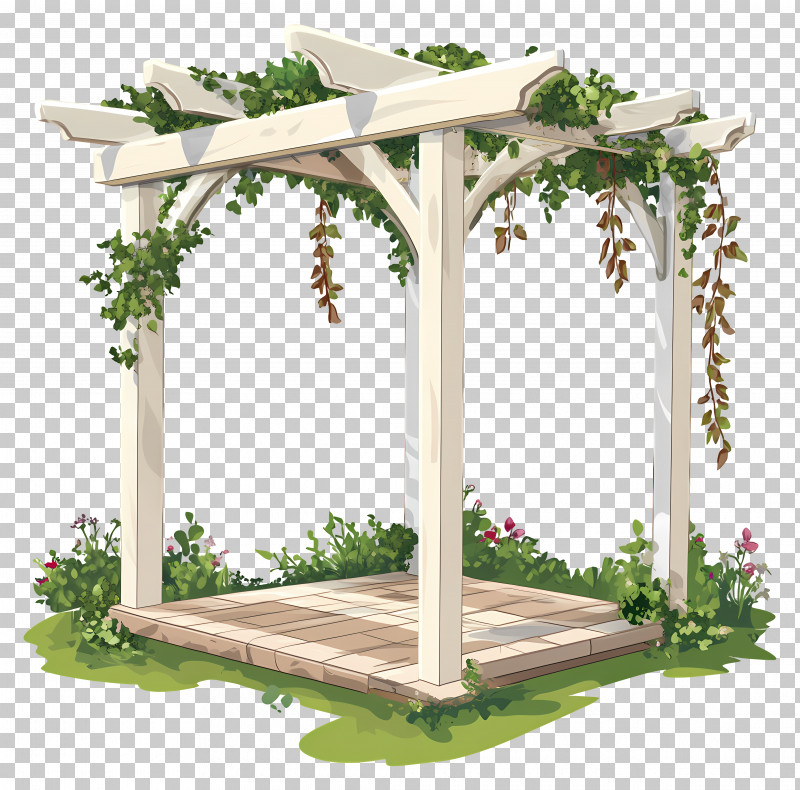 Pergola - Wooden Pergola With Greenery PNG, Clipart, Design, Garden ...