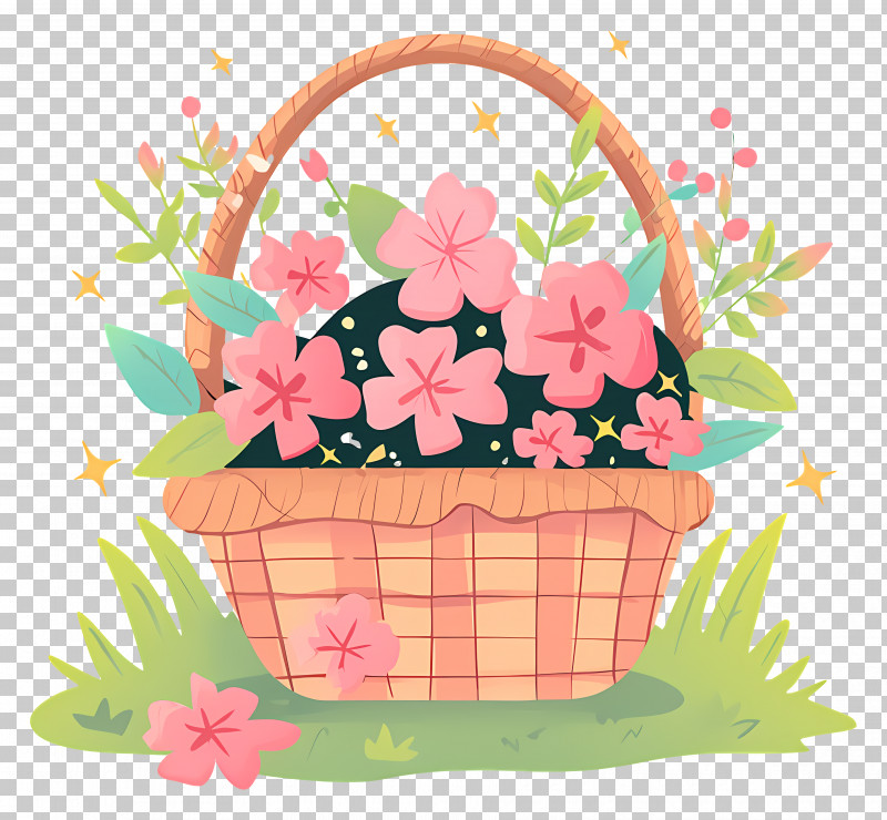 Handled Basket - Basket Of Spring Flowers PNG, Clipart, Flower Basket ...