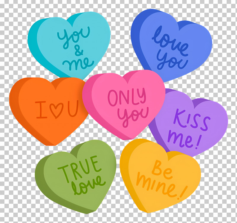 Conversation Hearts - Heart Candies With Love Messages PNG, Clipart ...