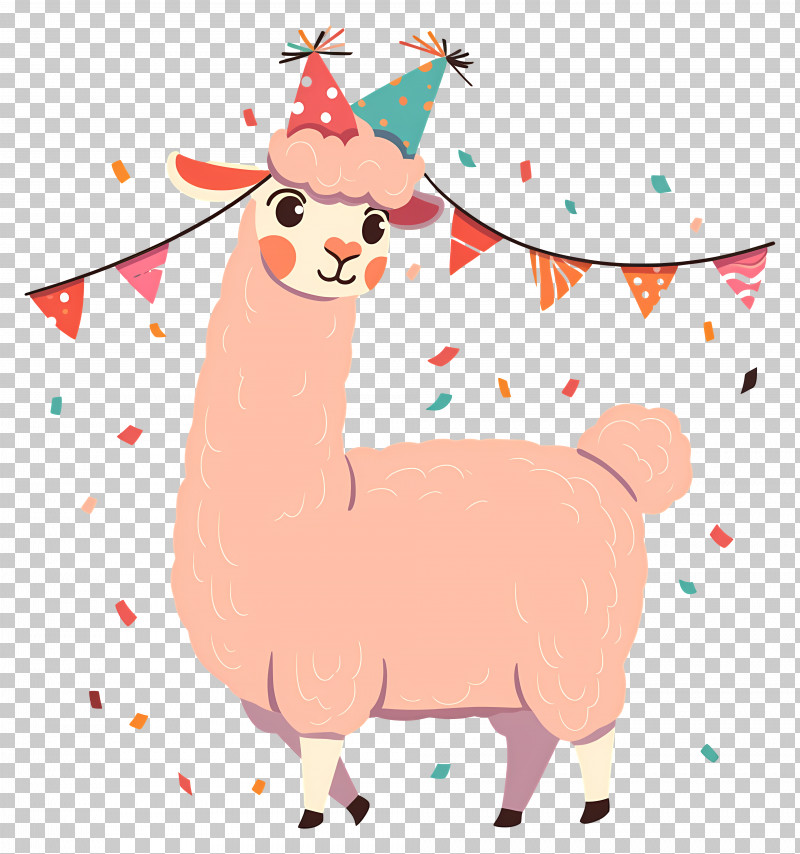 Cute Llama - Party Llama Illustration With Confetti And Bunting PNG ...