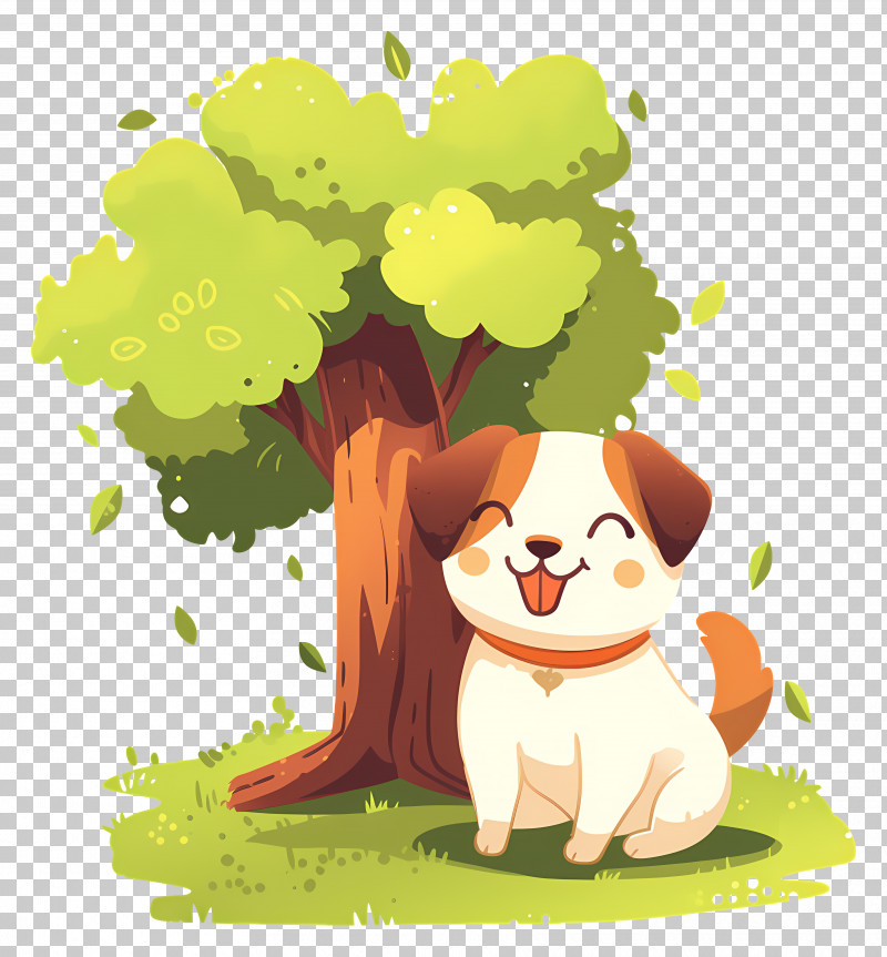Cute Cartoon Dog - Cartoon Dog With Tree PNG, Clipart, Cartoon Dog And ...